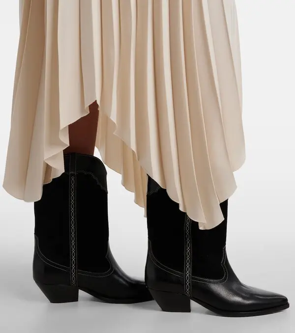 Isabel Marant Étoile Duerte Leather And Suede Cowboy Boots