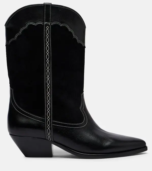 Isabel Marant Étoile Duerte Leather And Suede Cowboy Boots