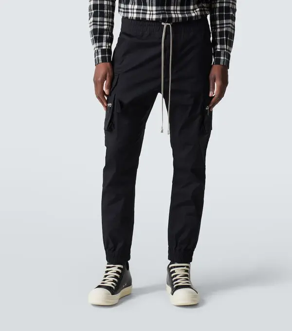 Rick Owens Mastodon Cotton-blend Poplin Slim Cargo Pants - Black