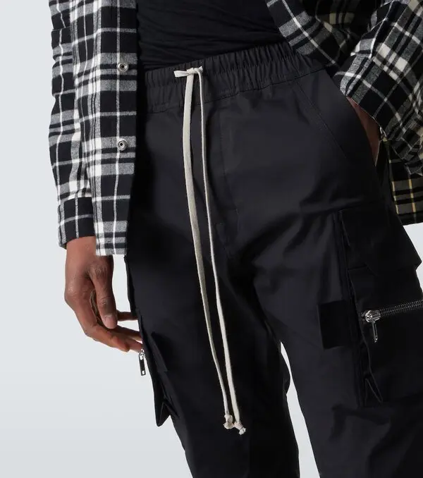 Rick Owens Mastodon Cotton-blend Poplin Slim Cargo Pants - Black