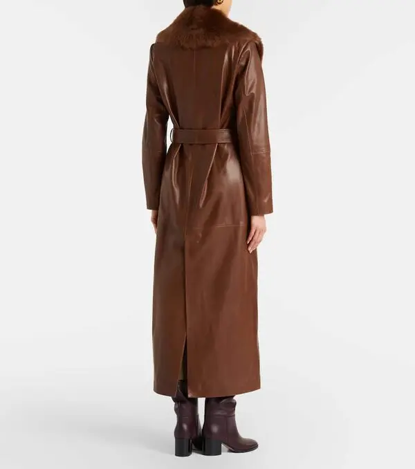 Nour Hammour Dakota Shearling-trimmed Leather Coat