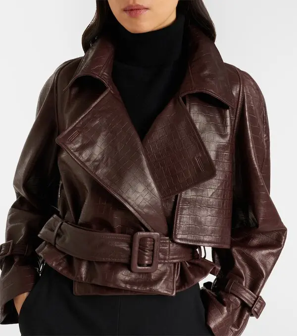 Nour Hammour Hatti Croc-effect Leather Jacket