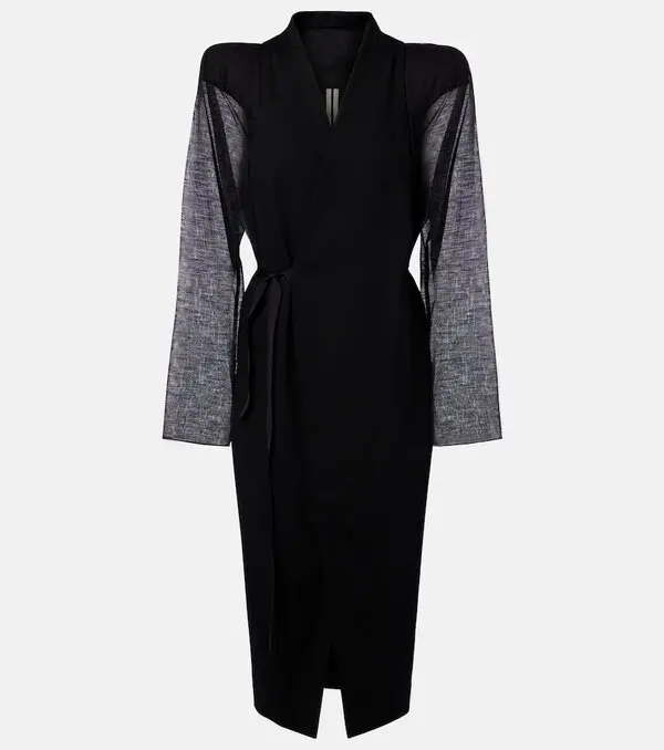 Rick Owens Cyclops Wool Wrap Coat - Black