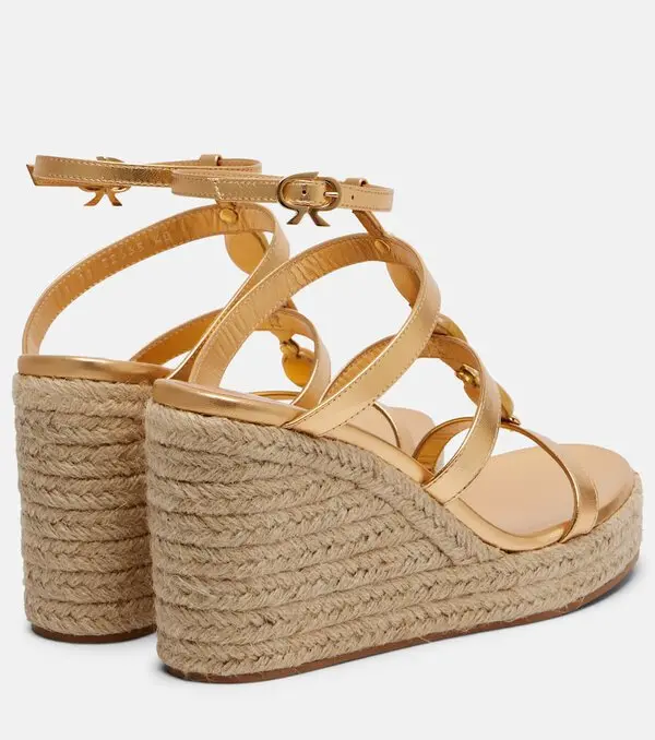 GIANVITO ROSSI Shanti Leather Espadrille Wedges