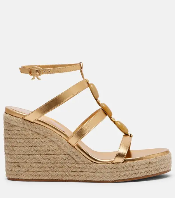 GIANVITO ROSSI Shanti Leather Espadrille Wedges