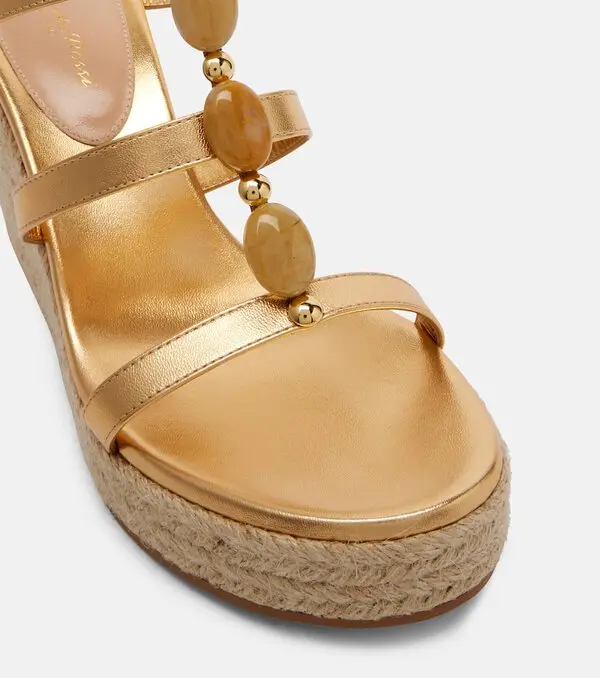 GIANVITO ROSSI Shanti Leather Espadrille Wedges