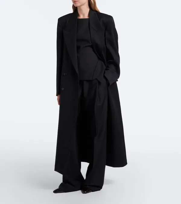 RÓHE Double-breasted Virgin Wool Coat - Black