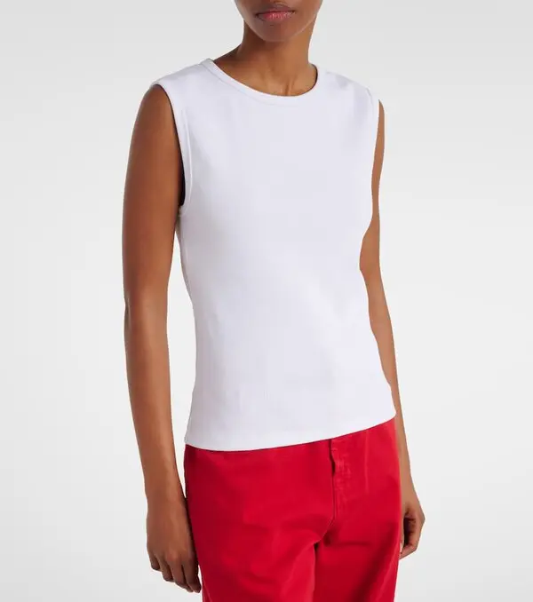 RÓHE Ribbed Knit Cotton-blend Jersey Tank Top - White