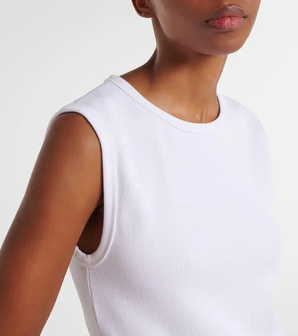 RÓHE Ribbed Knit Cotton-blend Jersey Tank Top - White