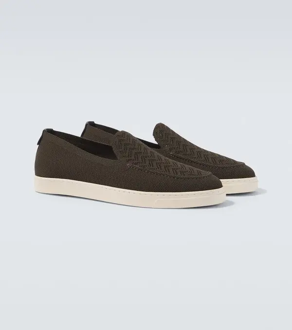 Giorgio Armani Jacquard Slip-on Loafers - Green