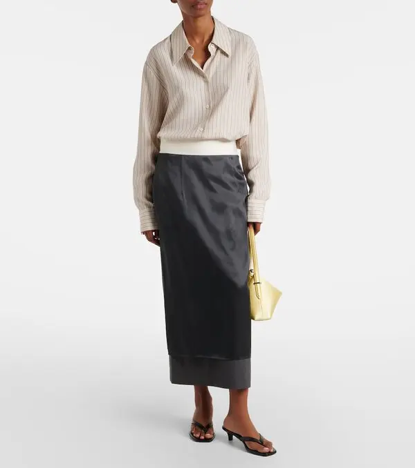 RÓHE Wool Pencil Skirt - Grey