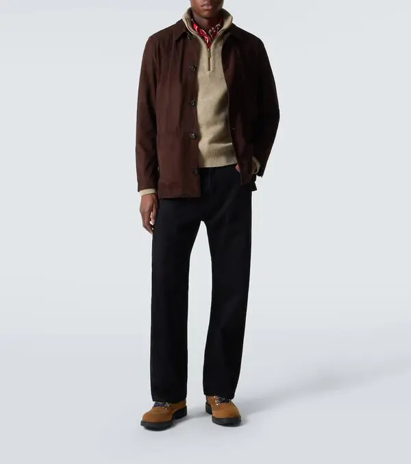 Burberry Check Wool And Cashmere Half-zip Sweater