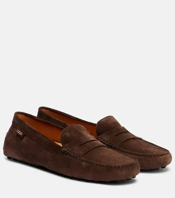 TOD'S Gommino Suede Driving Shoes - Brown
