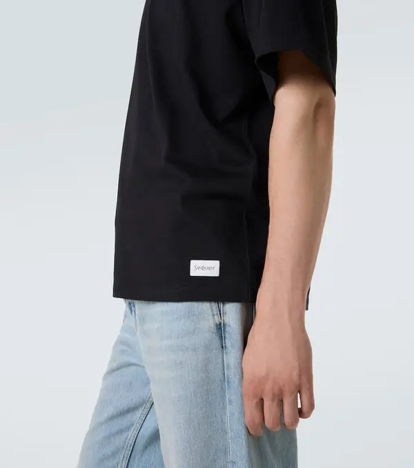 Saint Laurent Cotton-blend T-shirt - Black