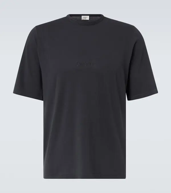 Saint Laurent Logo Cotton Jersey T-shirt - Black