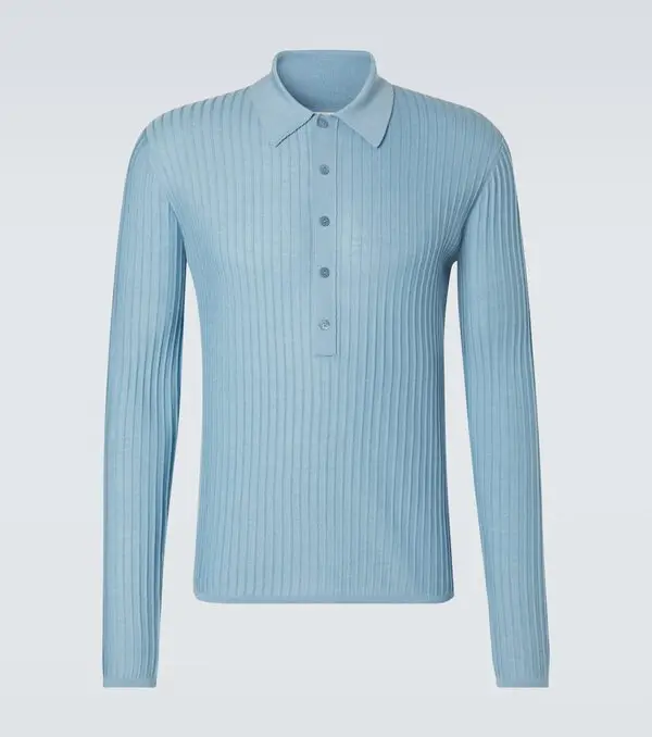 Saint Laurent Wool, Cashmere, And Silk Polo Shirt