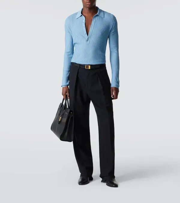 Saint Laurent Wool, Cashmere, And Silk Polo Shirt
