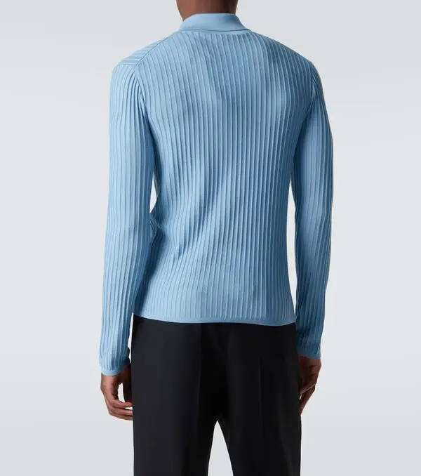 Saint Laurent Wool, Cashmere, And Silk Polo Shirt - Blue
