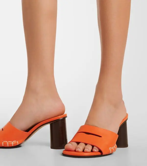 JW Anderson Leather Loafer Mules - Orange