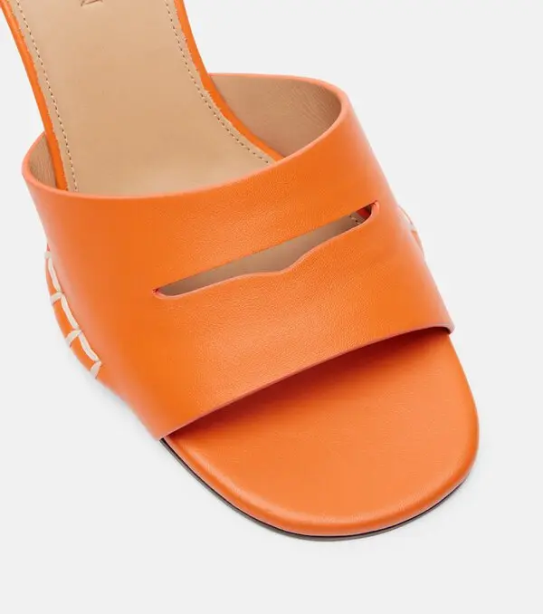 JW Anderson Leather Loafer Mules - Orange