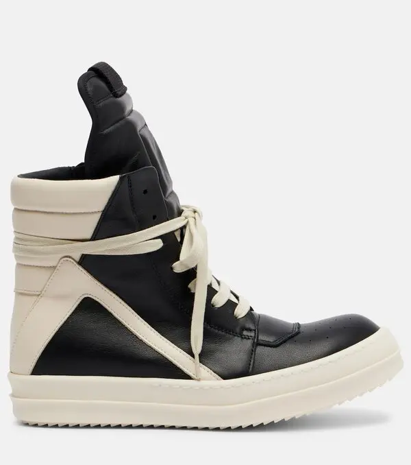 Rick Owens Geobasket Leather Sneakers - Black