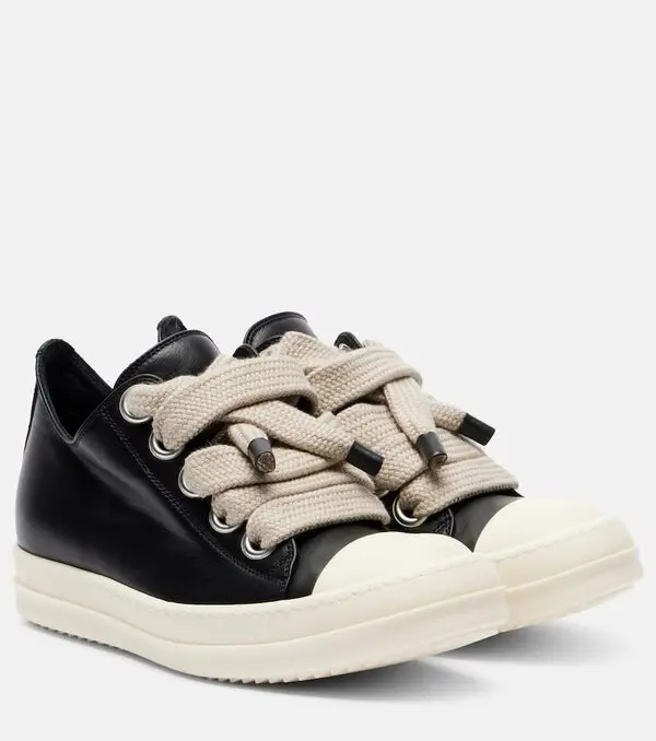 Rick Owens Jumbolace Leather Sneakers - Black