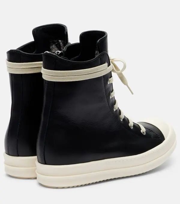 Rick Owens Leather High-top Sneakers - Black