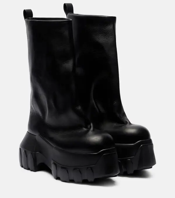 Rick Owens Mega Tractor Leather Mid-calf Boots