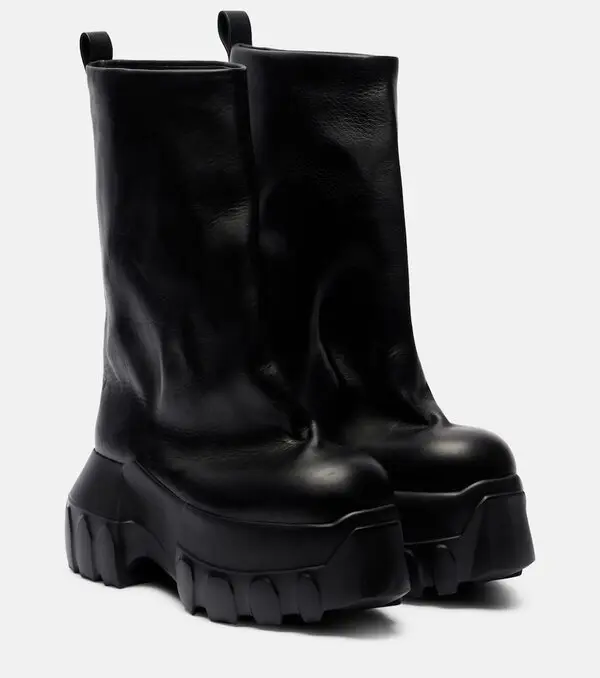 Rick Owens Mega Tractor Leather Mid-calf Boots - Black