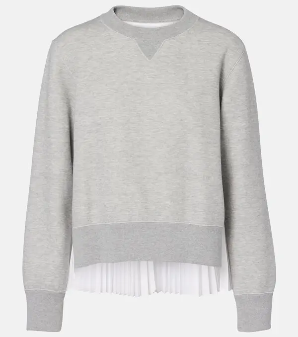Sacai Cotton-blend Sweatshirt - Grey