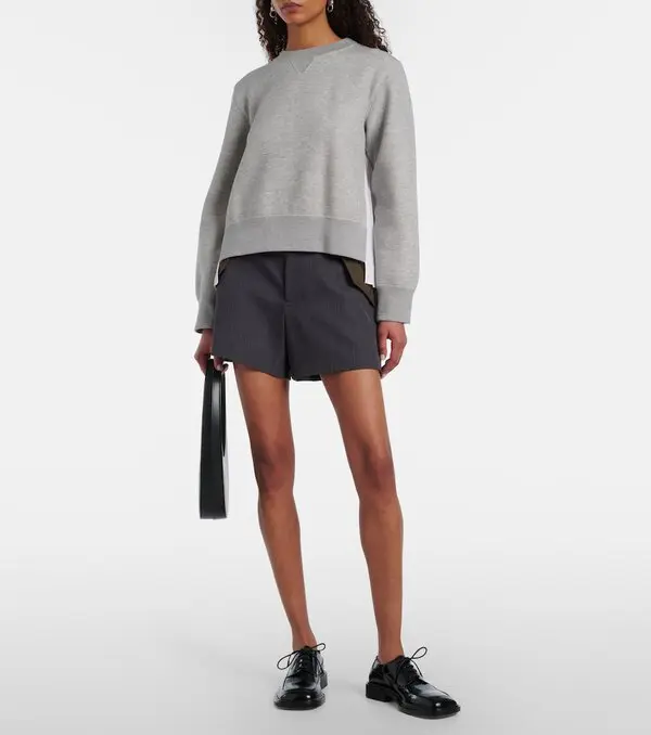 Sacai Cotton-blend Sweatshirt - Grey