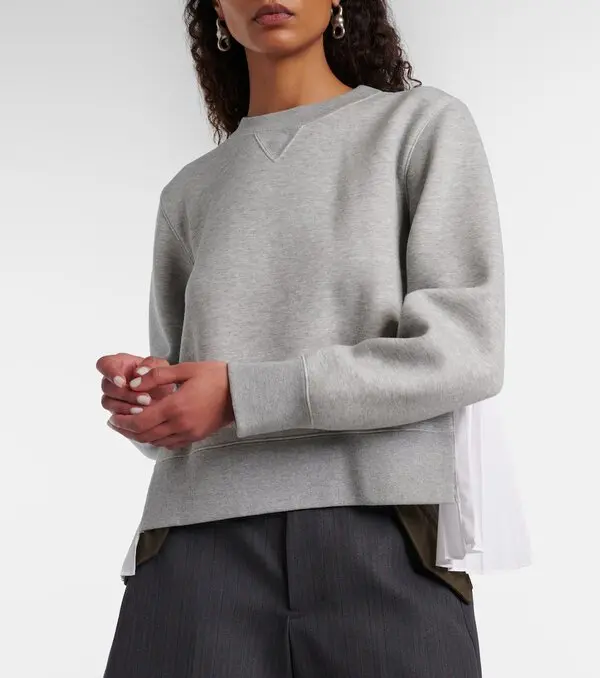 Sacai Cotton-blend Sweatshirt - Grey