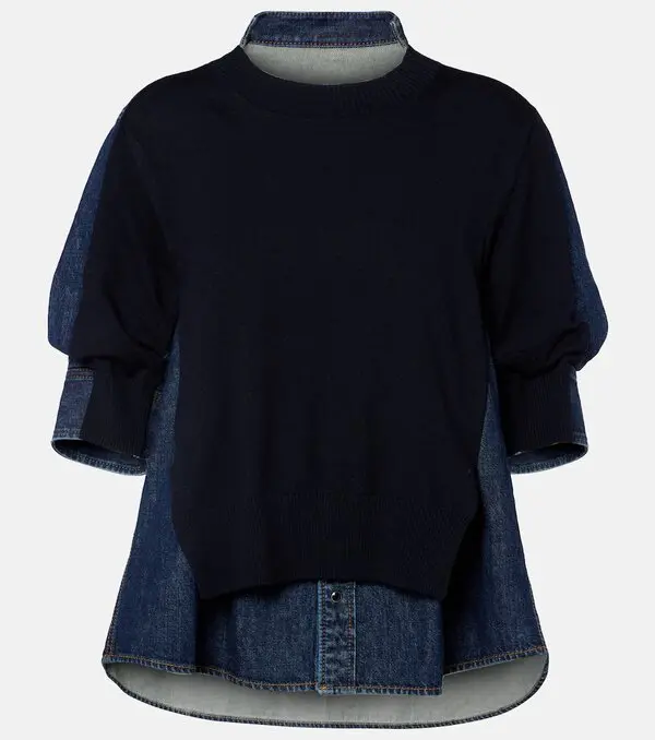 Sacai Layered Denim Shirt - Blue