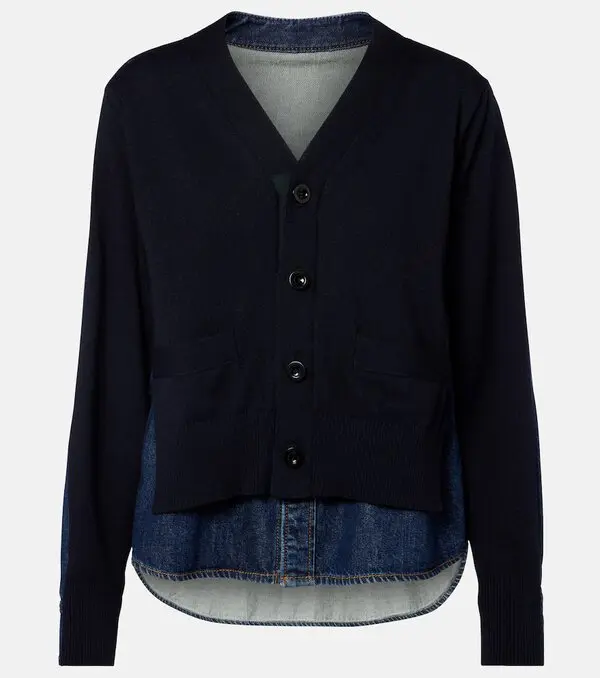 Sacai Cotton-blend Cardigan - Blue