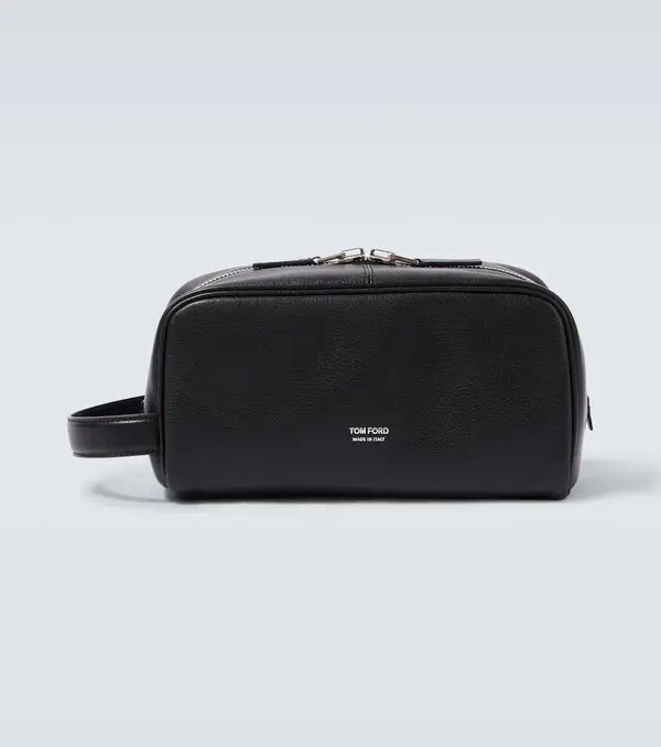 TOM FORD Logo Leather Toiletry Bag - Black