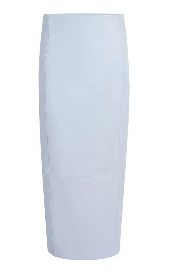 Khaite Lyle Plonge Leather Maxi Skirt - Light Blue