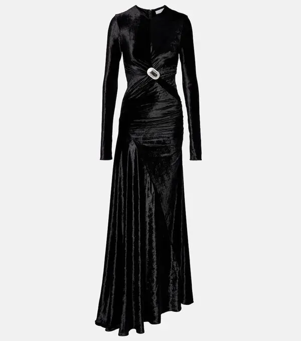 Rabanne Asymmetrical Draped Velvet Gown