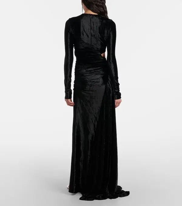 Rabanne Asymmetrical Draped Velvet Gown