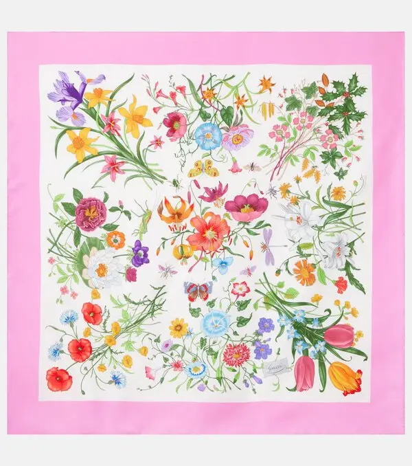 Gucci Floral Silk Twill Scarf - Multicoloured