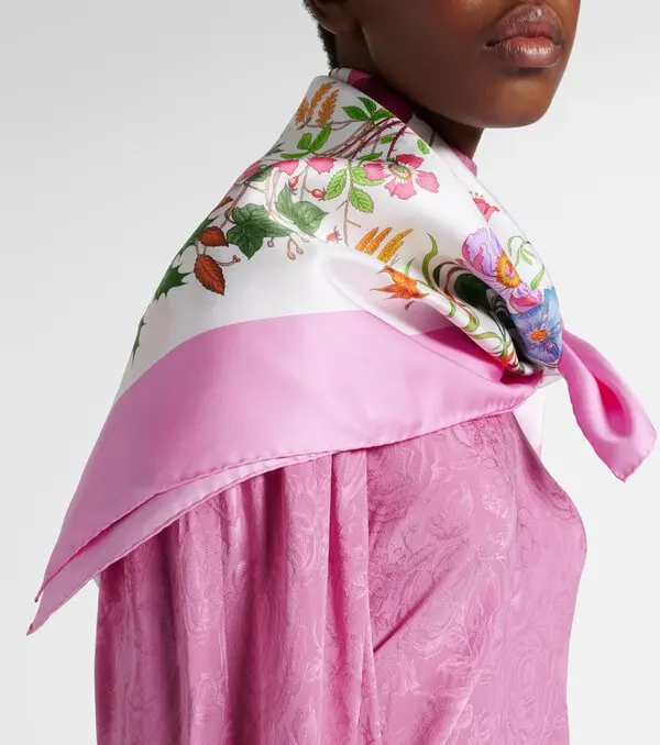 Gucci Floral Silk Twill Scarf - Multicoloured
