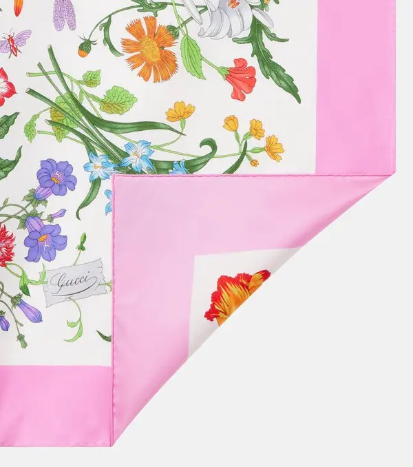 Gucci Floral Silk Twill Scarf - Multicoloured
