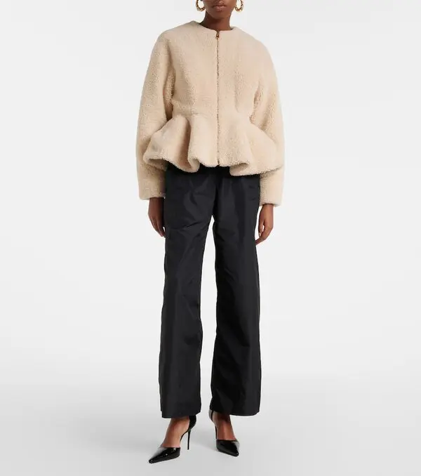 Alaïa Peplum Shearling Jacket