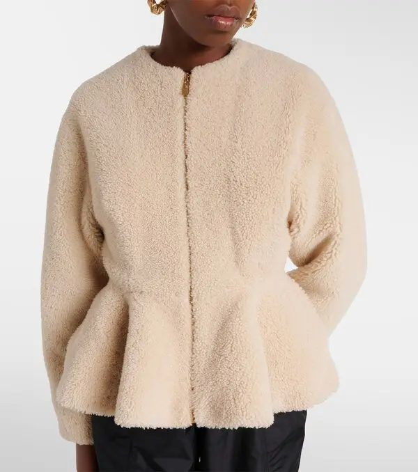 Alaïa Peplum Shearling Jacket