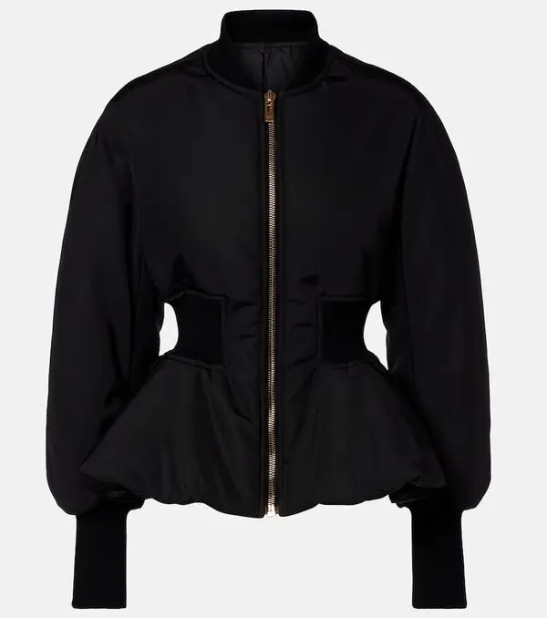 Alaïa Peplum Bomber Jacket - Black