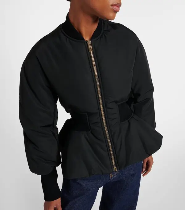 Alaïa Peplum Bomber Jacket - Black