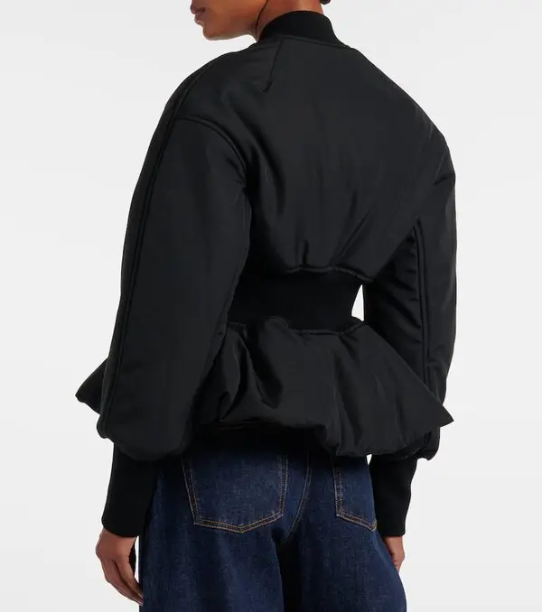 Alaïa Peplum Bomber Jacket - Black