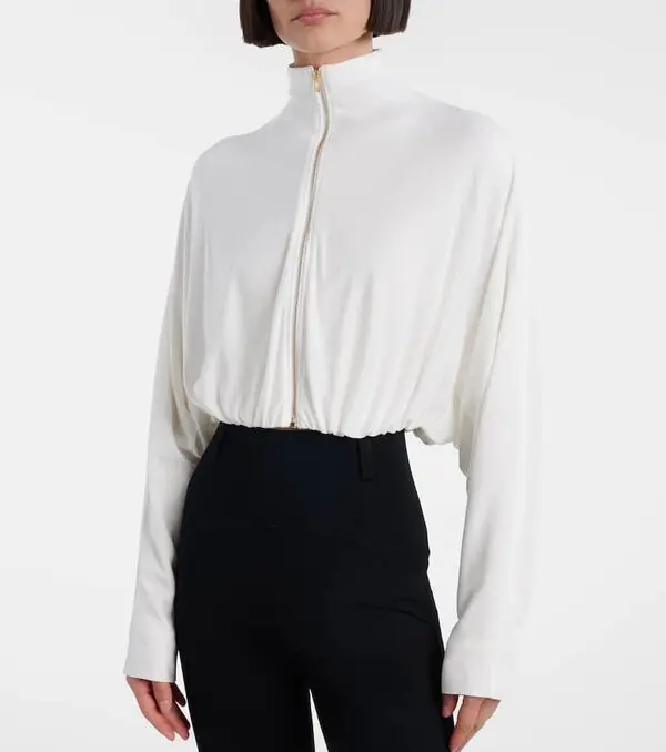 Alaïa Draped Mockneck Jersey Jacket