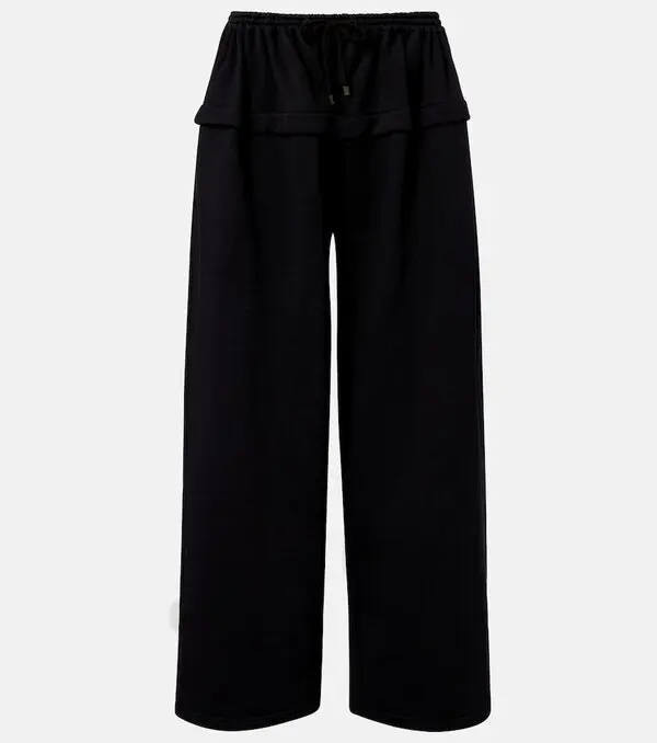 Alaïa Wide-leg Cotton Sweatpants - Black