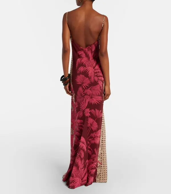 Johanna Ortiz Printed Silk Slip Dress