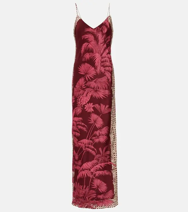 Johanna Ortiz Printed Silk Slip Dress - Pink